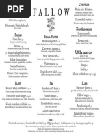 Fallow Restaurant Menu Overview | PDF | Sauce | Pickling