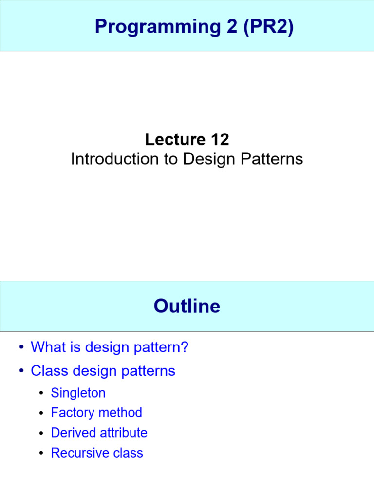 PR2 Lec12 | PDF | Class (Computer Programming) | Object Oriented Programming