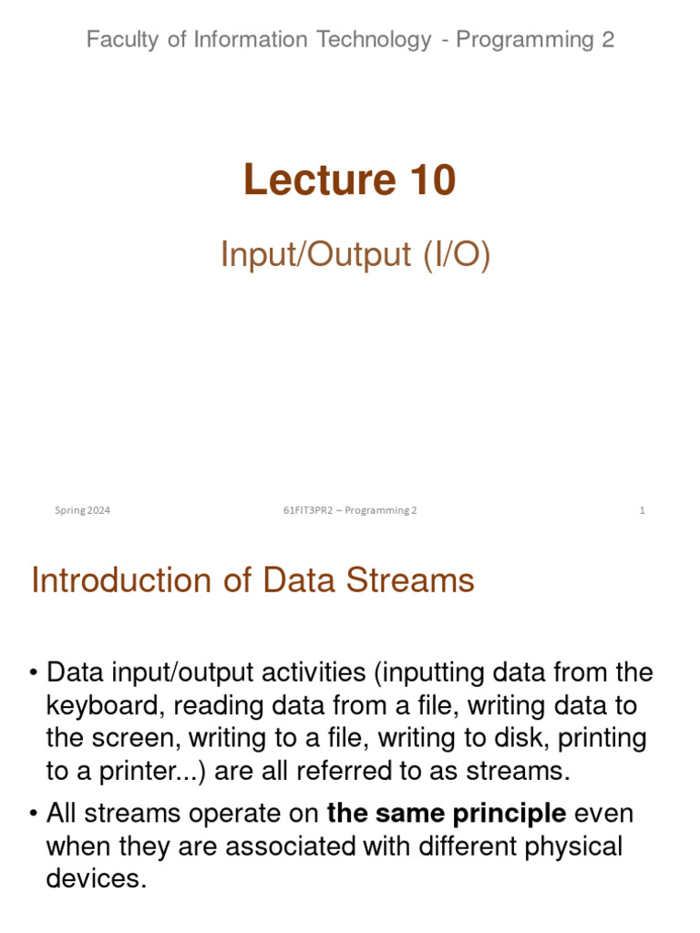 Lecture 10 Pdf Input Output Computer File