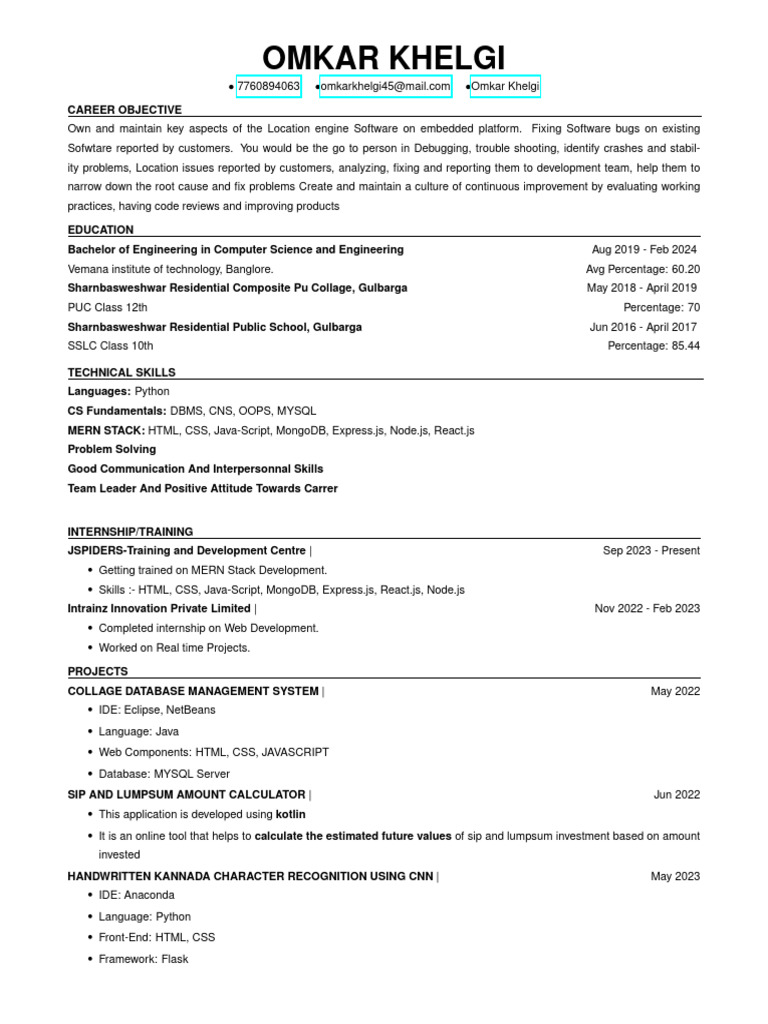 Tcs Resume | PDF | Java Script | Software