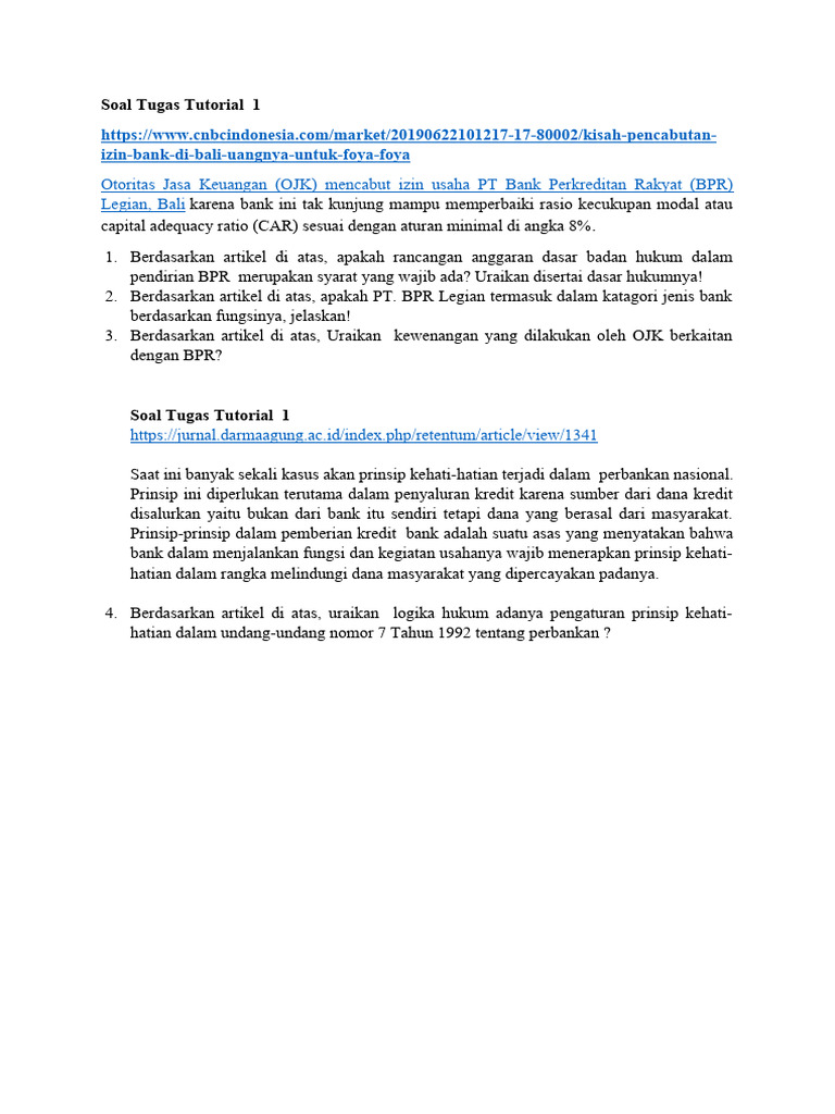 Soal Tugas Tutorial 1 HKUM4308(3) | PDF