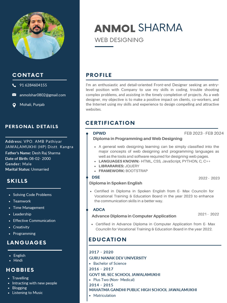 Anmol Sharma CV 2024 | PDF | World Wide Web | Internet & Web