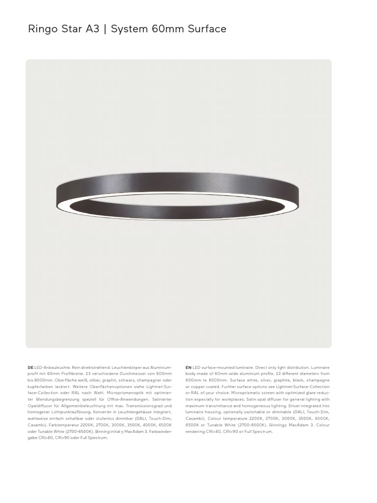 Ringo Star A3 System 60mm Surface DE EN | Download Free PDF | Lighting | Electromagnetic Radiation