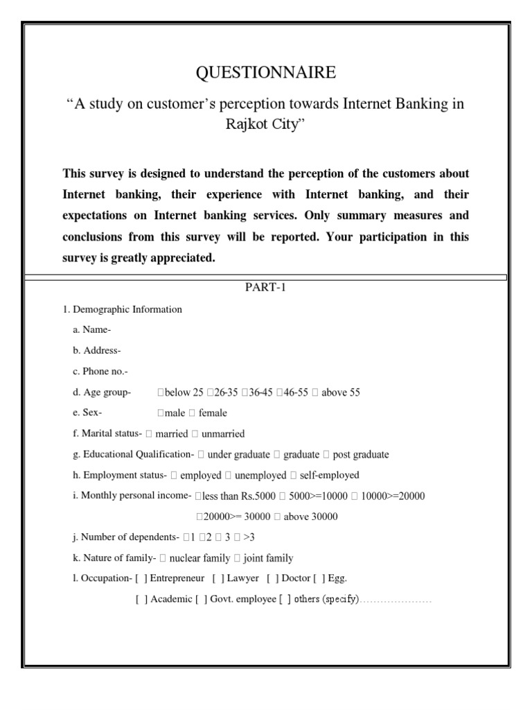 New Questionnaire | PDF | Online Banking | Banks & Banking