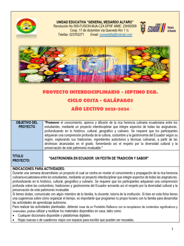 PROYECTO INTERDISCIPLINARIO.7MO. proyecto final | PDF | Ecuador | Clima