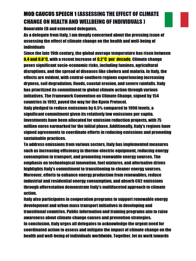 Mod Caucus Speech | PDF | Maternal Death | Climate Change