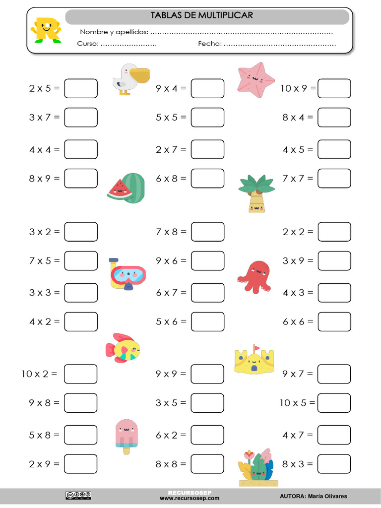 ficha-repaso-tablas-multiplicar | PDF