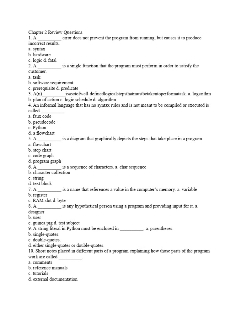 Chapter 2 Review Questions | Download Free PDF | C (Programming ... Chapter 2 Review Questions | Download Free PDF | C (Programming ...