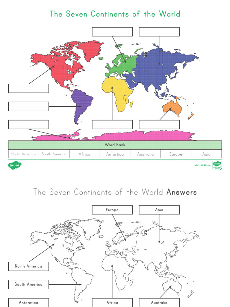 Us G 61a The Seven Continents Labeling Activity Sheet Super Eco Colour ...