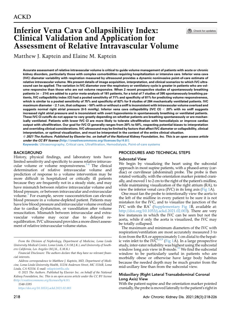 Colapso de Vena Cava | PDF | Medical Ultrasound | Heart