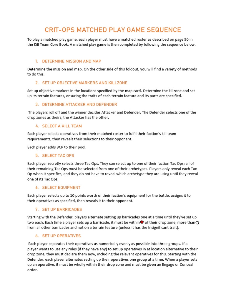 Crit Ops Game Sequence | PDF | Card Games | Games Of Chance