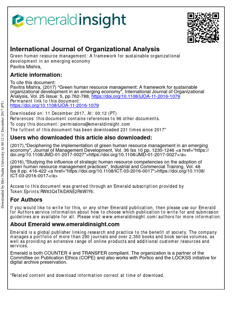 GreenHRM IJOA | PDF | Corporate Social Responsibility | Sustainability