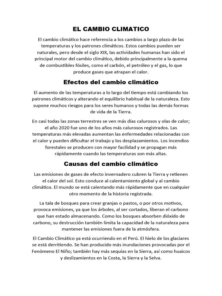 Cambio Climático: Causas y Efectos | PDF