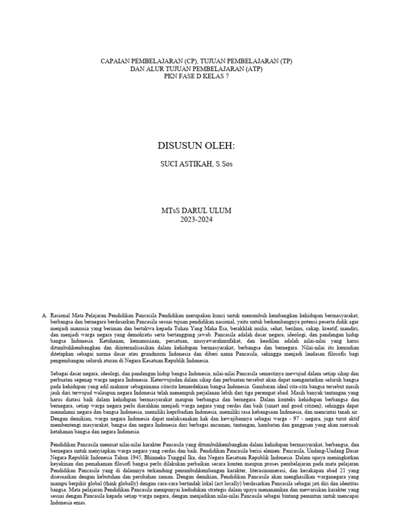 CP - ATP - Pemetaan PKN | PDF