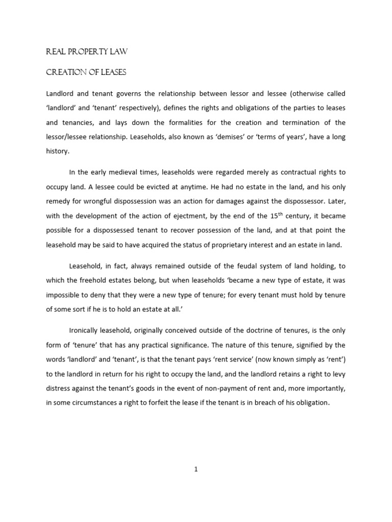 Lect. 4 Creation of Leases | PDF | Leasehold Estate | Lease