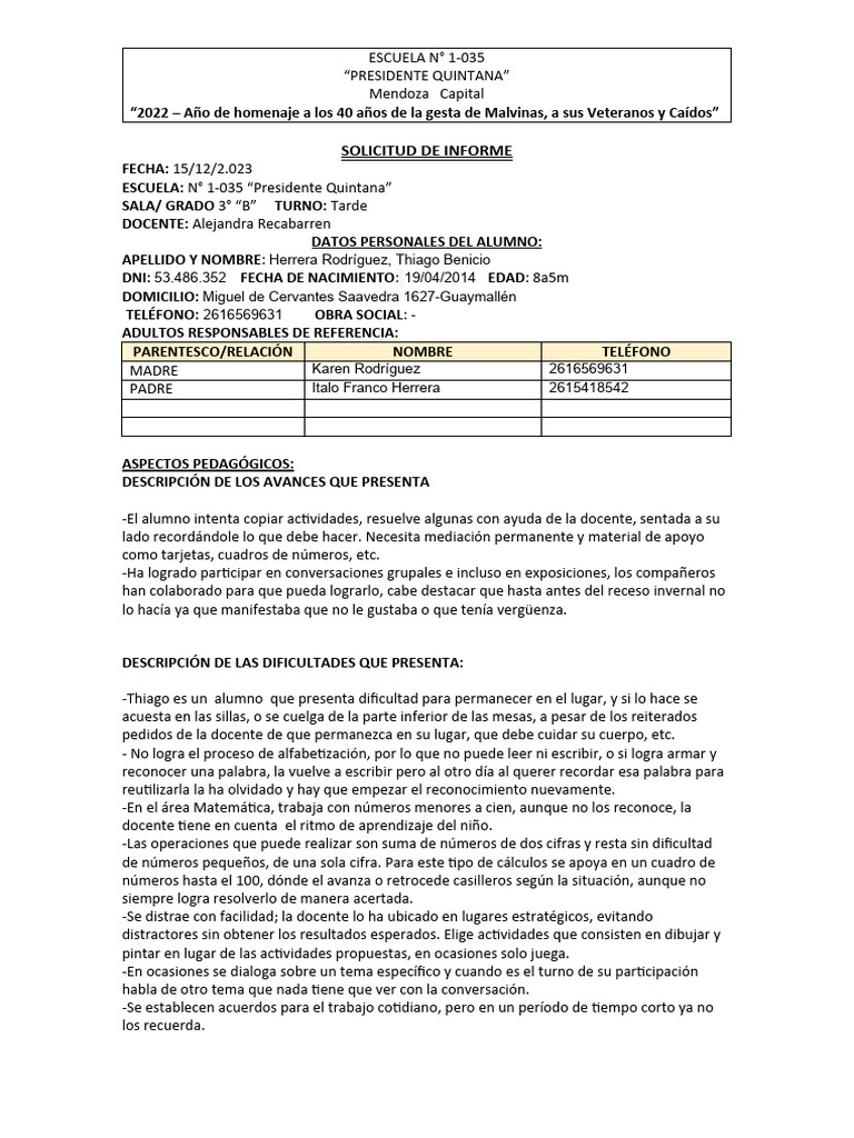 Solicitud de Informe Thiago Herrera-1 | PDF | Enseñando