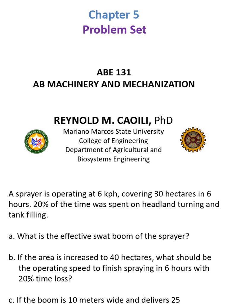 ABE 131 Lecture (Chapter 5) Problem Set | PDF