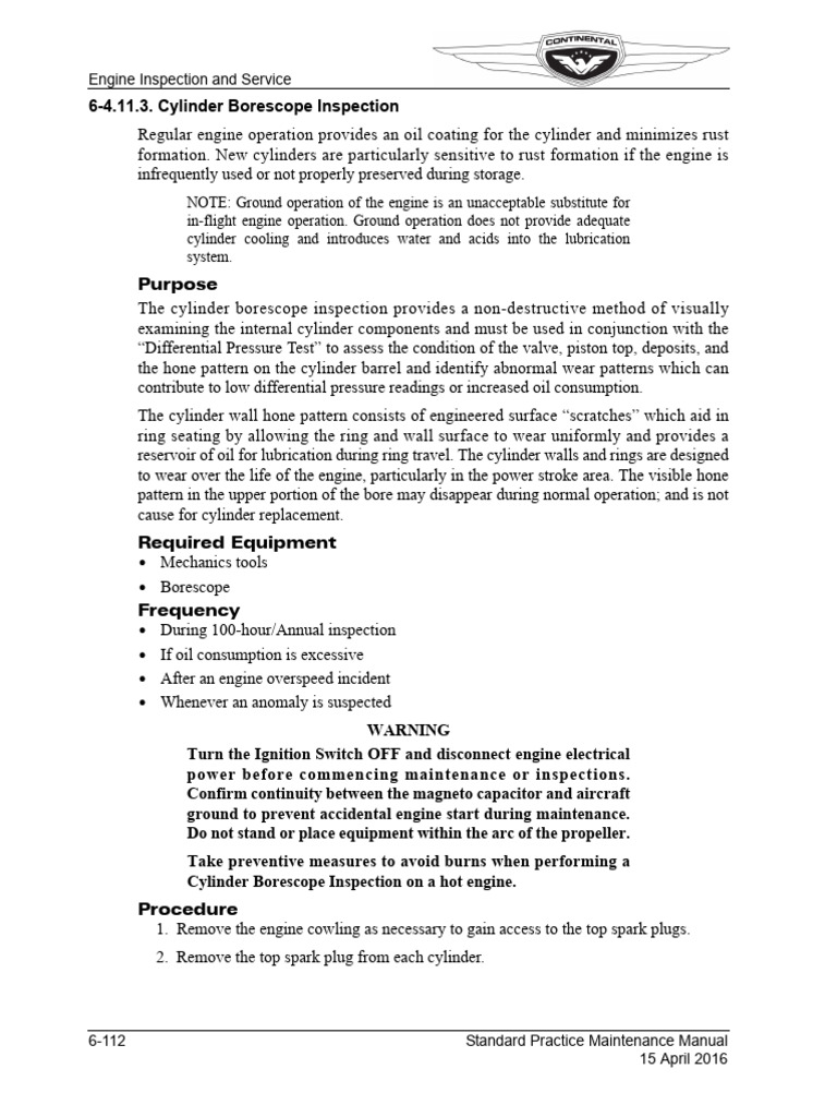 Continental m0 Standard Practices Borescope Inspection | PDF | Cylinder ...