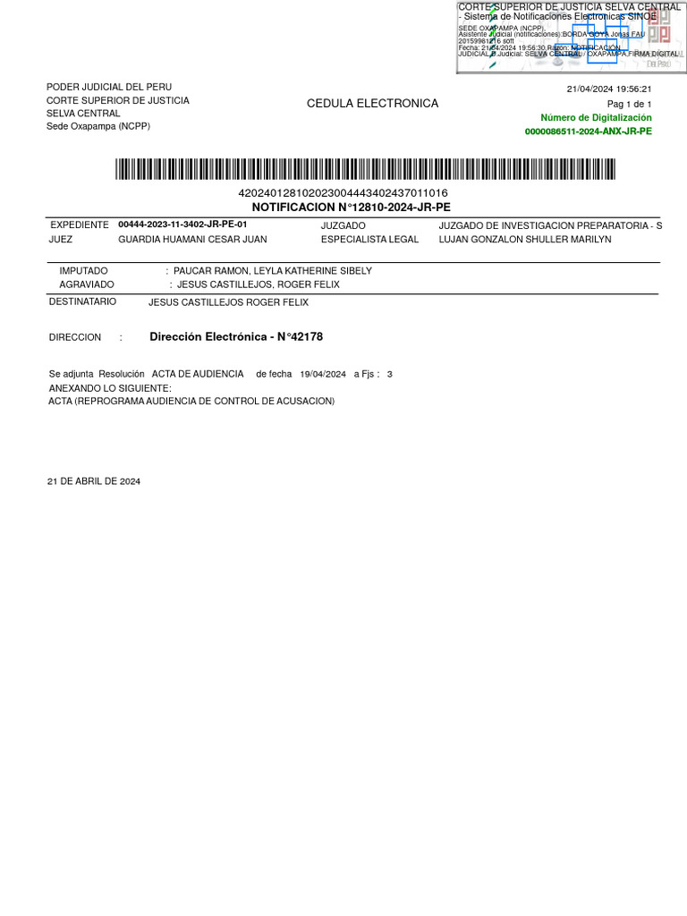 Exp. 00444-2023-11-3402-JR-PE-01 - Consolidado - 12810-2024 | PDF | Fiscal | Práctica de la ley