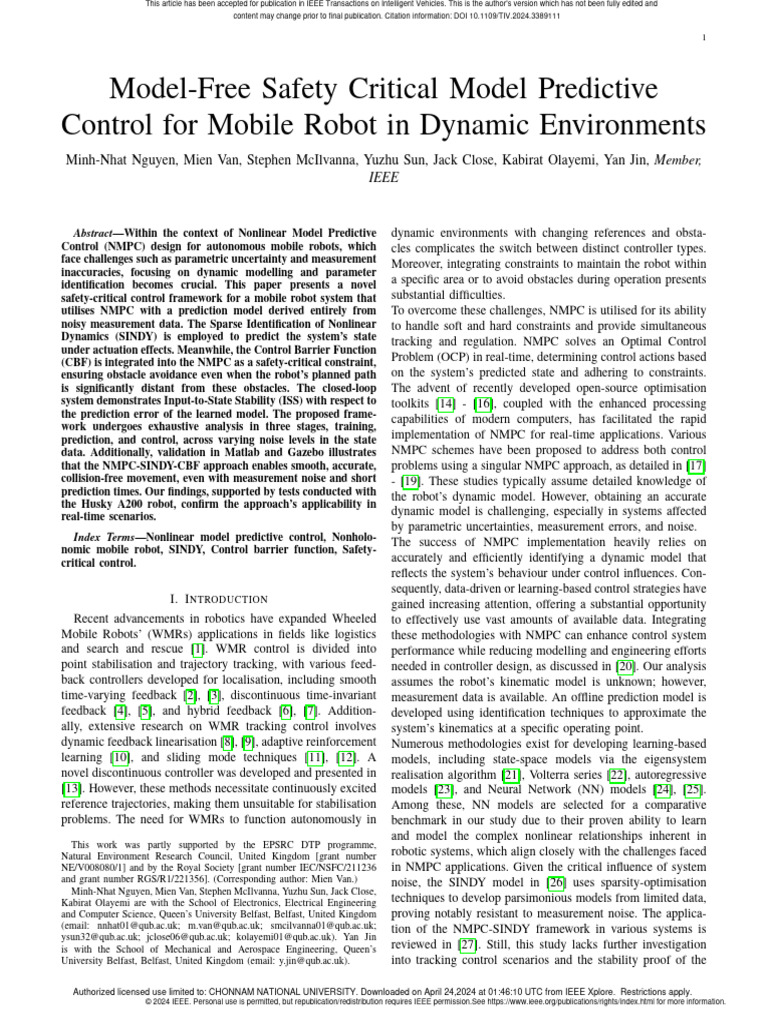 Model-Free Safety Critical Model Predictive Control For Mobile Robot in ...