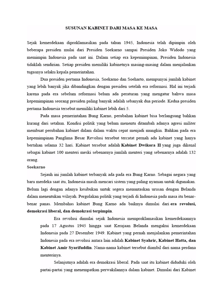 Susunan Kabinet Dari Masa Ke Masa | PDF