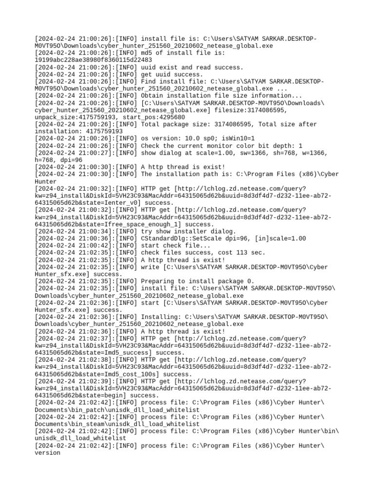 Cyber Hunter Installer | PDF | Operating System Technology | Computer Science