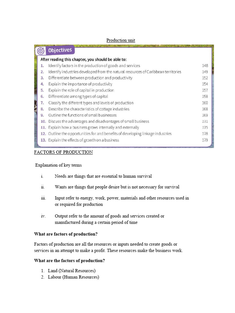 Production Part 1 | PDF | Factors Of Production | Entrepreneurship
