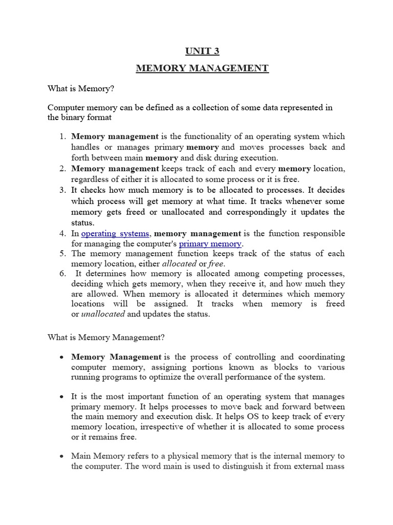 Memory management | PDF | Library (Computing) | Computer Data Storage