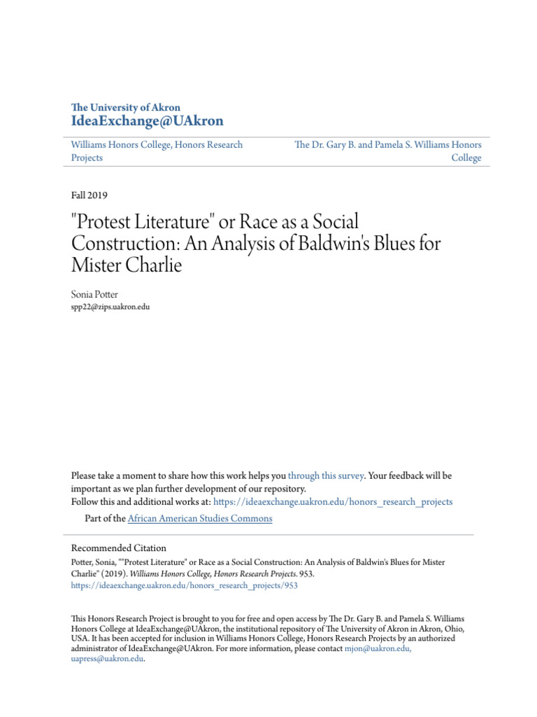 Protest Literature or Race As A Social Construction An Analysi | PDF ...