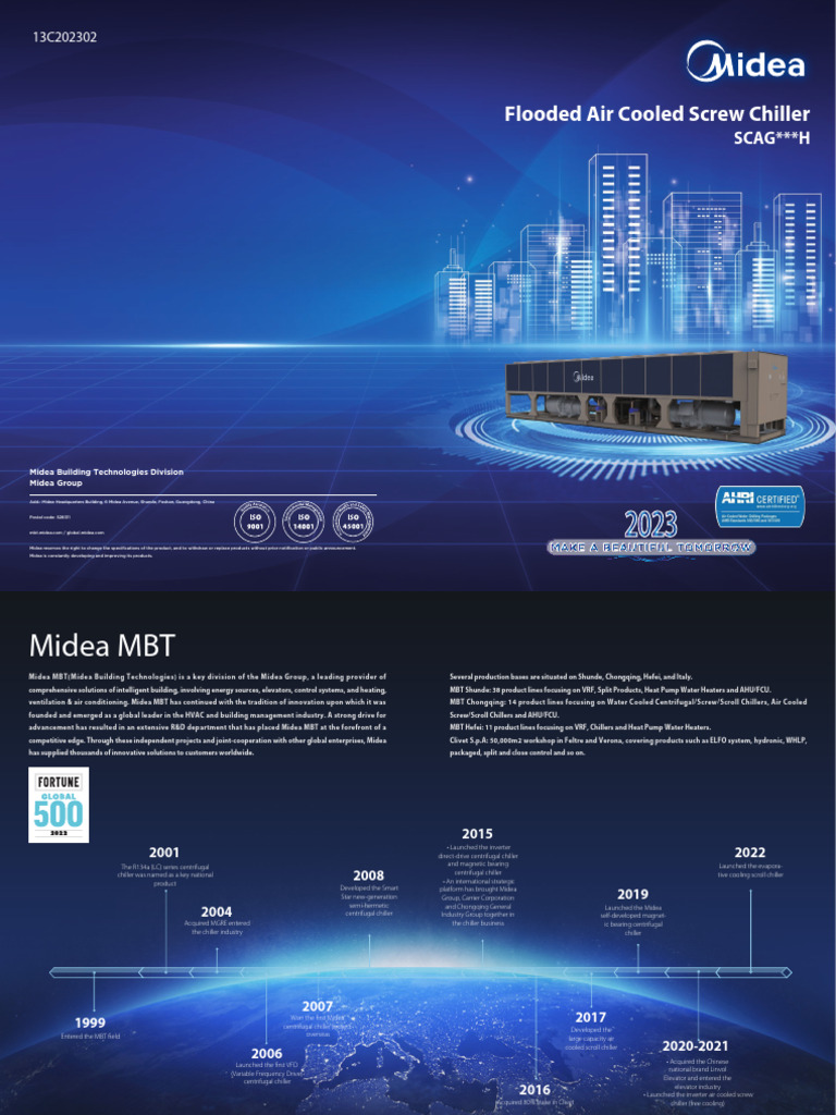 PD Midea Flooded Air Cooled Screw Chiler | PDF | Heat Exchanger | Air Conditioning