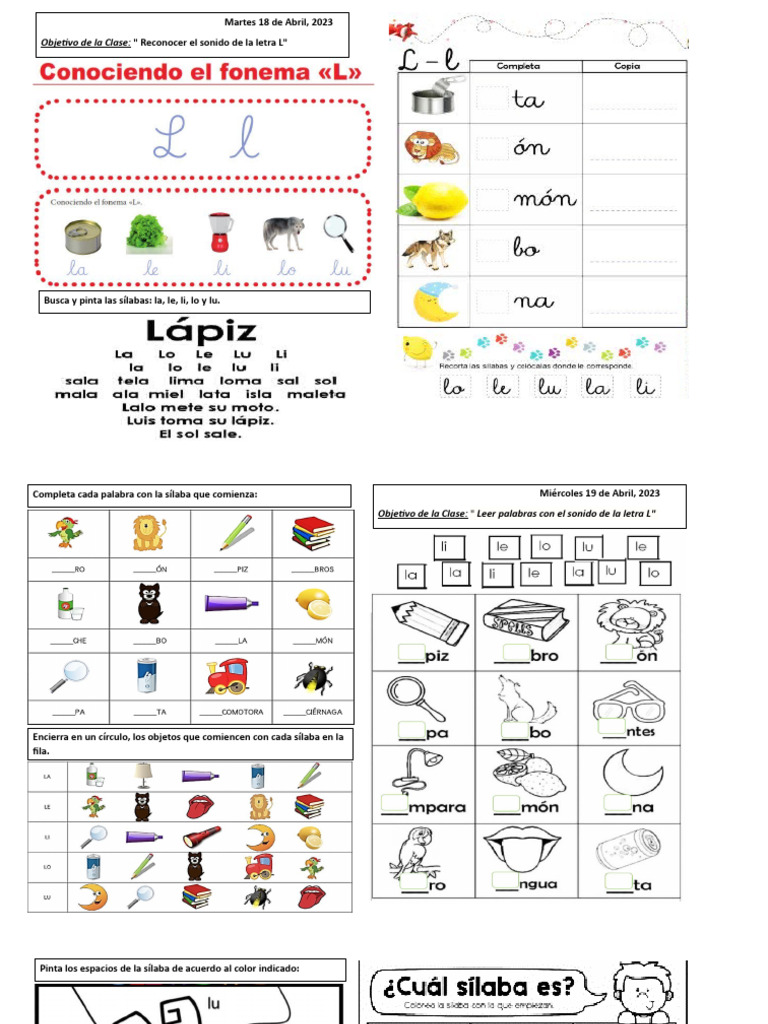Fichas Letra L | PDF