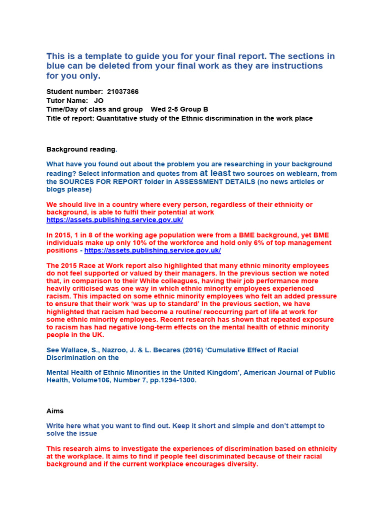 Template Final Report | PDF | Discrimination | Racism