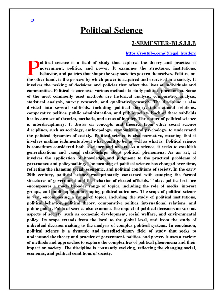 Political Science Module 1 | PDF | State (Polity) | Political Science