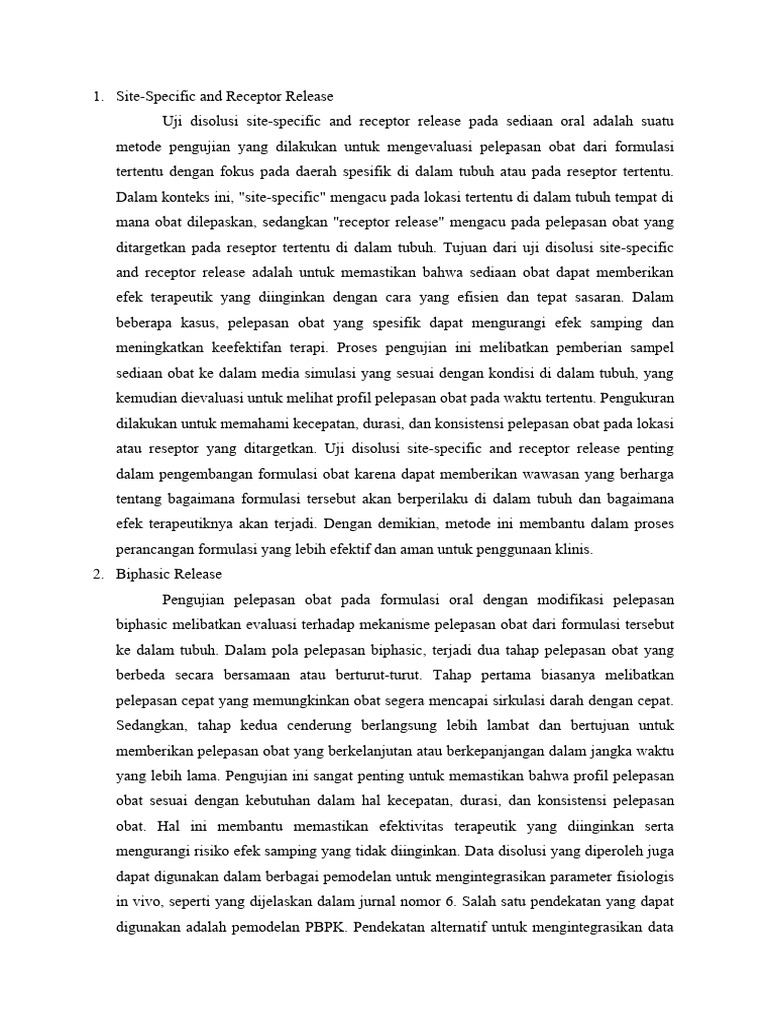 Uji Disolusi Pelepasan Obat Spesifik | PDF