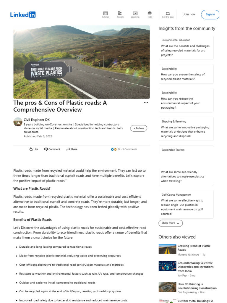 The Pros & Cons of Plastic Roads - A Comprehensive Overview | PDF ...