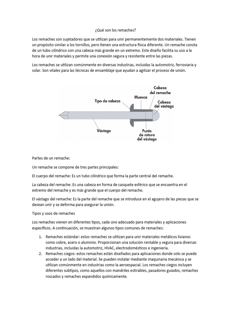 Qué Son Los Remaches | PDF | Soldadura | Construcción