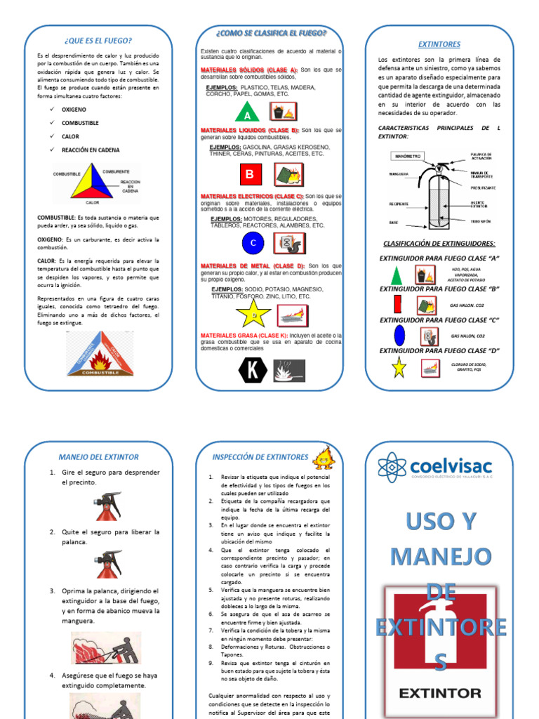 Triptico Uso Del Extintor | PDF | Combustibles | Sólido