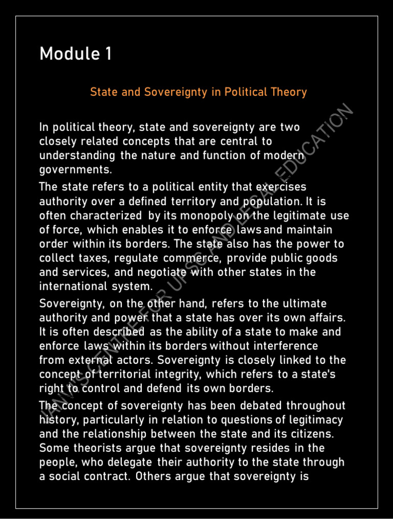 State and Sovereignty in Political Theory | PDF | State (Polity ...