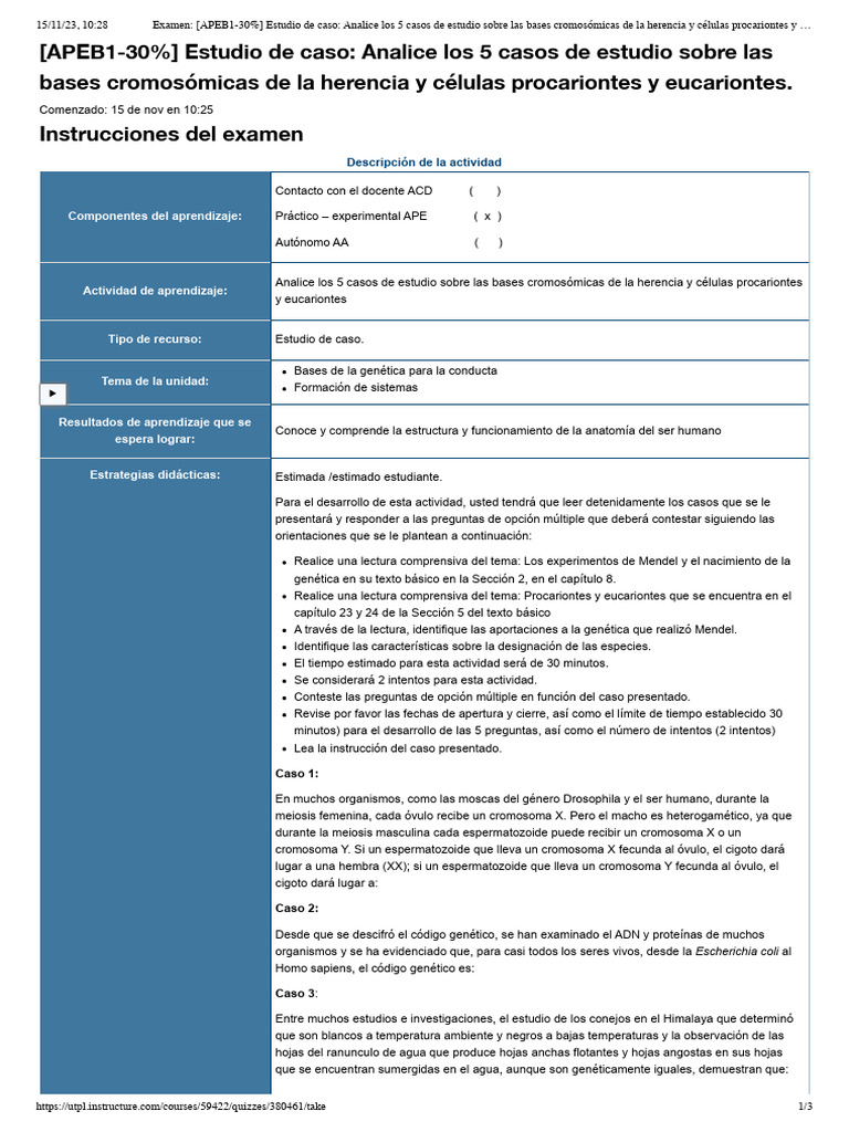 Examen - (APEB1-30%) Estudio de Caso - Analice Los 5 Casos de Estudio Sobre Las Bases ...