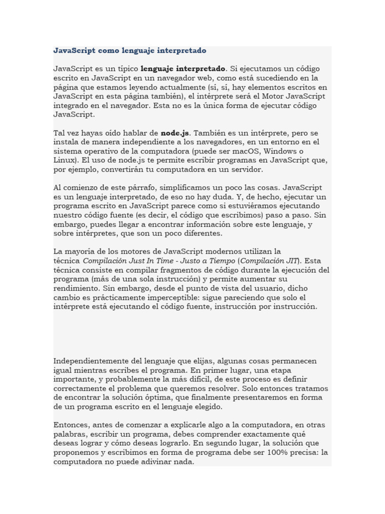 JavaScript Como Lenguaje Interpretado | Descargar gratis PDF | Script Java | Lenguaje de ...
