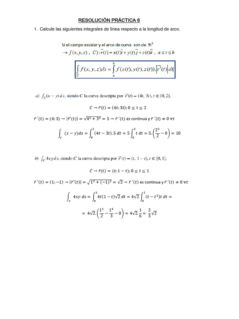 Soluciones Práctica 6 | PDF | Integral | Relaciones matematicas
