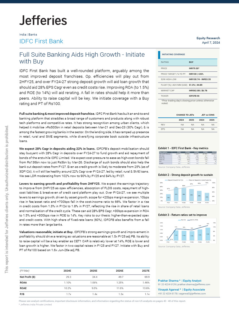 IDFC First Bank: Growth & Valuation Insights | PDF | Banks | Valuation ...