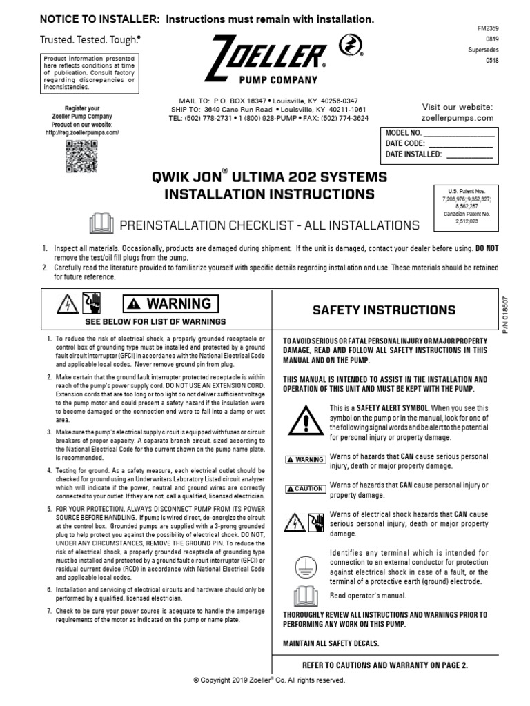 Zoeller Instrucciones | PDF | Ac Power Plugs And Sockets | Pump