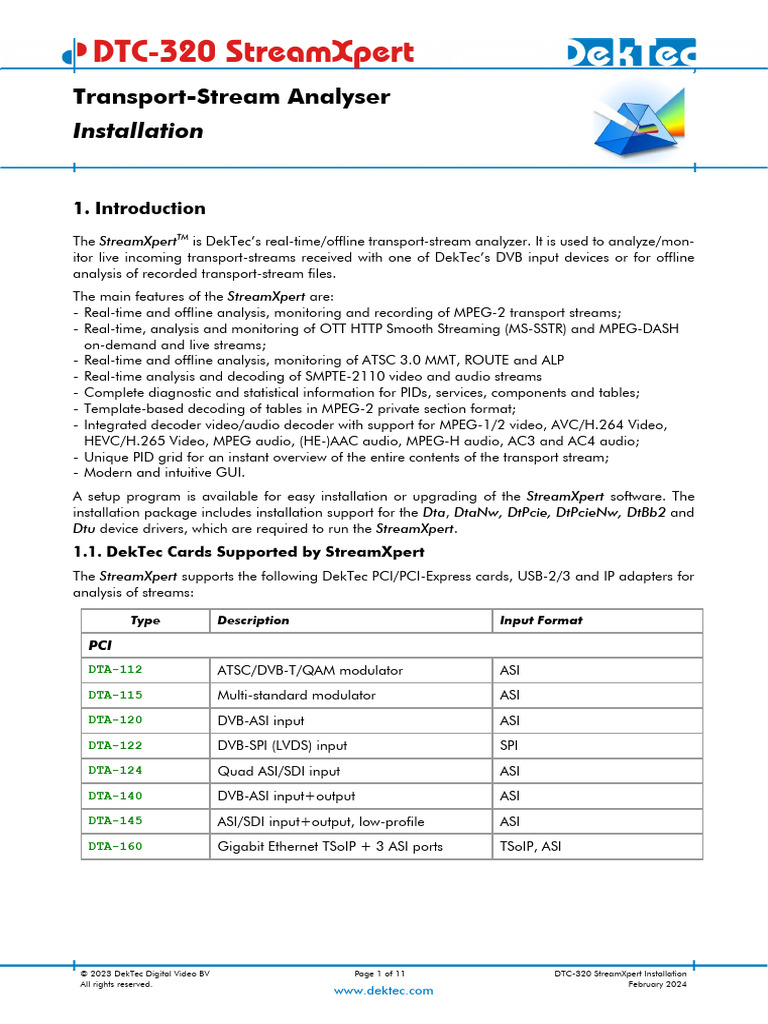 DTC-320 StreamXpert Installation | PDF | Computer Engineering | Broadcasting