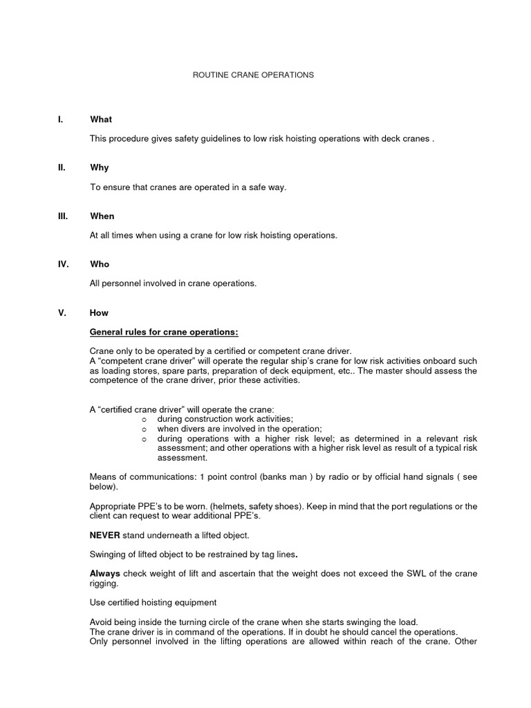 Routine Crane Operations | PDF | Crane (Machine) | Risk
