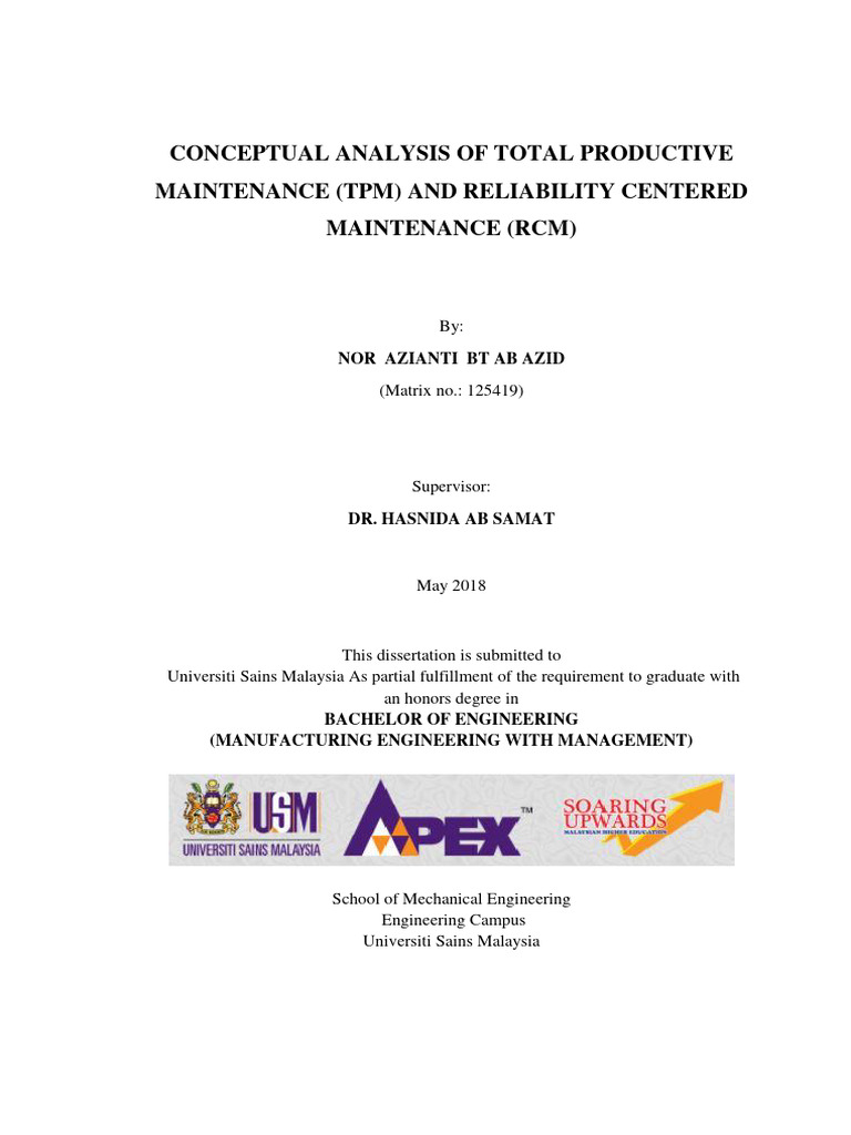 Conceptual Analysis of Total Productive Maintenance (TPM) and Reliability Centered Maintenance ...