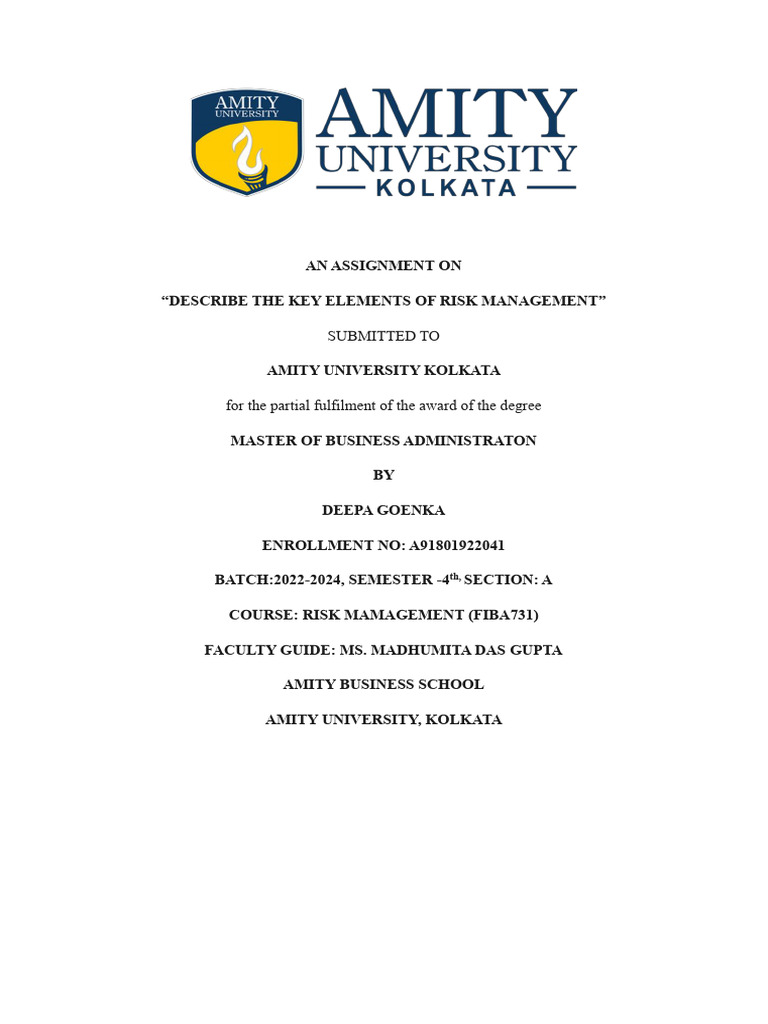 Risk Management Assignment | PDF | Risk Management | Risk