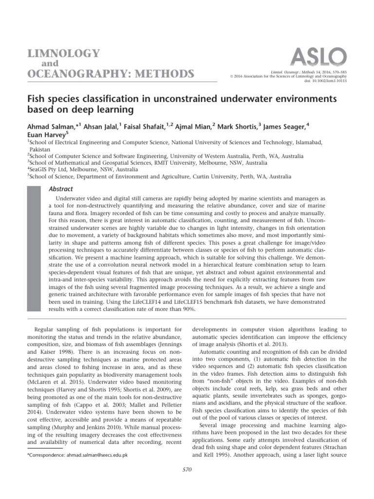 Deep Learning for Fish Species Classification | PDF | Deep Learning | Artificial Neural Network