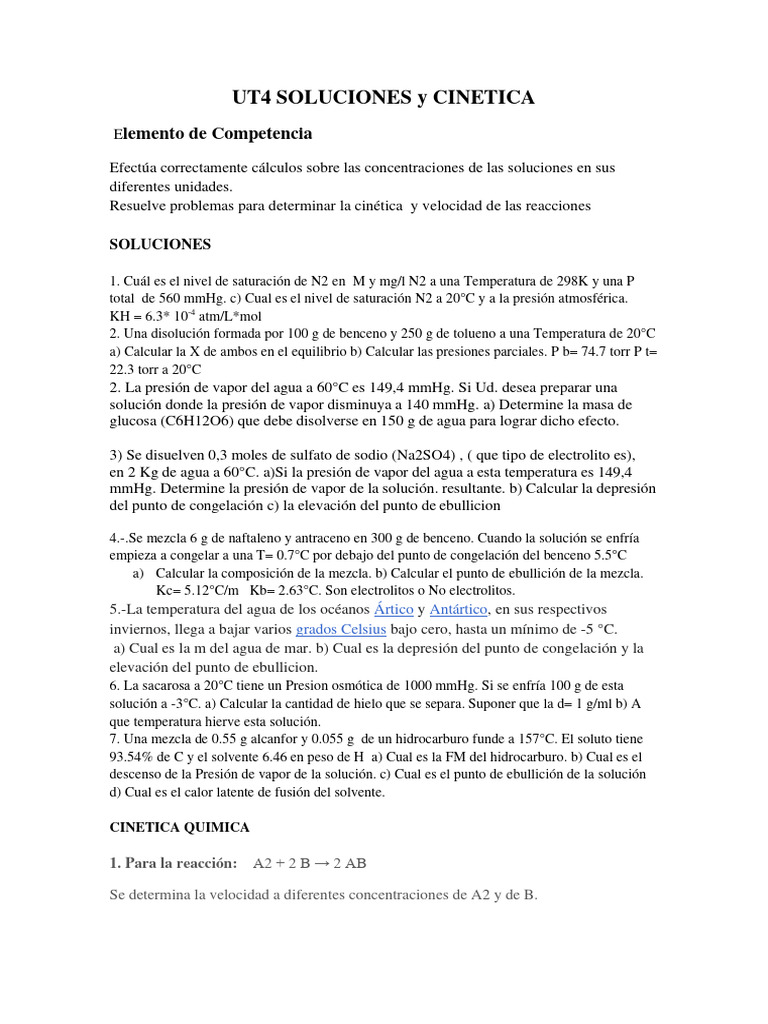 Practica N 3 Soluciones y Cinetica | PDF | Agua | Concentración