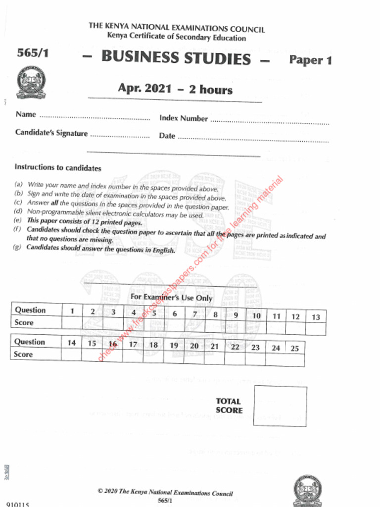 2020-KCSE-Business-Studies-Paper-1 | PDF 2020-KCSE-Business-Studies-Paper-1 | PDF